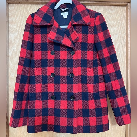 J. Crew | Jackets & Coats | J Crew Red Buffalo Check Jacket Never Worn ...